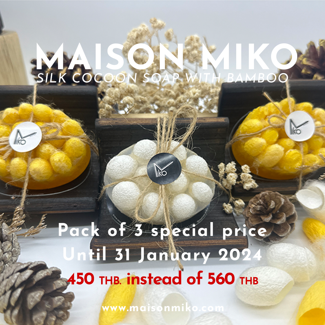 SILK COCOON SOAP WITH BAMBOO “RICE BRAN & JASMINE” Face & Body Pack of ...